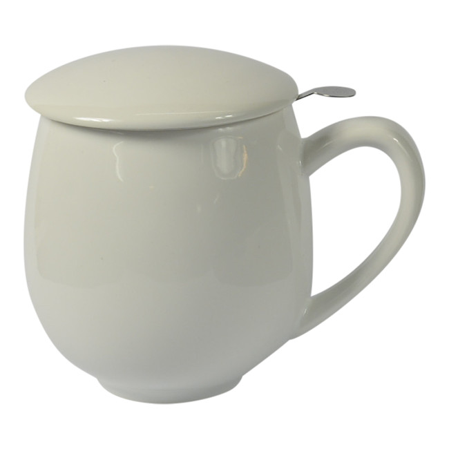 Thee mok wit met filter voor losse thee | Tea4You