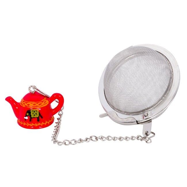 Theefilter bol met rode theepot | Losse thee drinken Tea4You